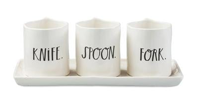 Rae Dunn Stem Print Utensil Tri-Set with Tray – Modern Rustic Home