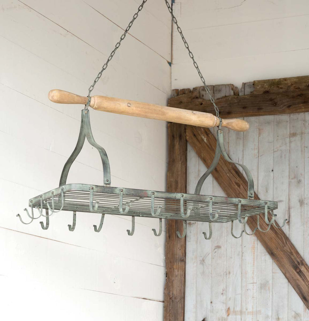 Hanging Rolling Pin Pot Rack – Modern Rustic Home