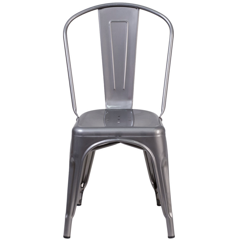 Farmhouse Industrial Gunmetal Stackable Dining Chairs (Set Of Two ...