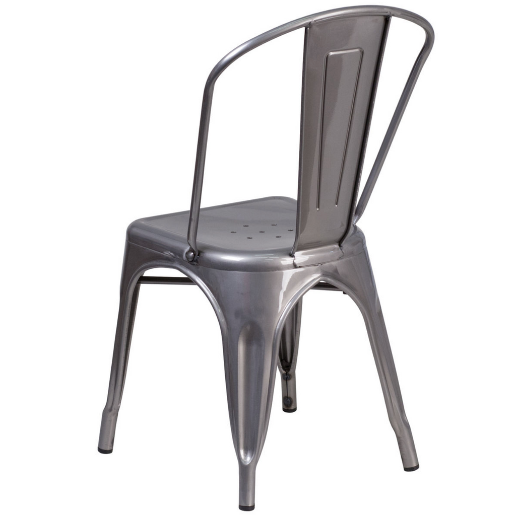 Farmhouse Industrial Gunmetal Stackable Dining Chairs (Set Of Two ...