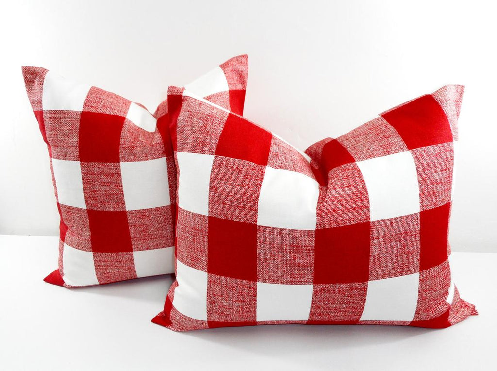 Red and White Buffalo Check Pillow Cover – Modern Rustic Home
