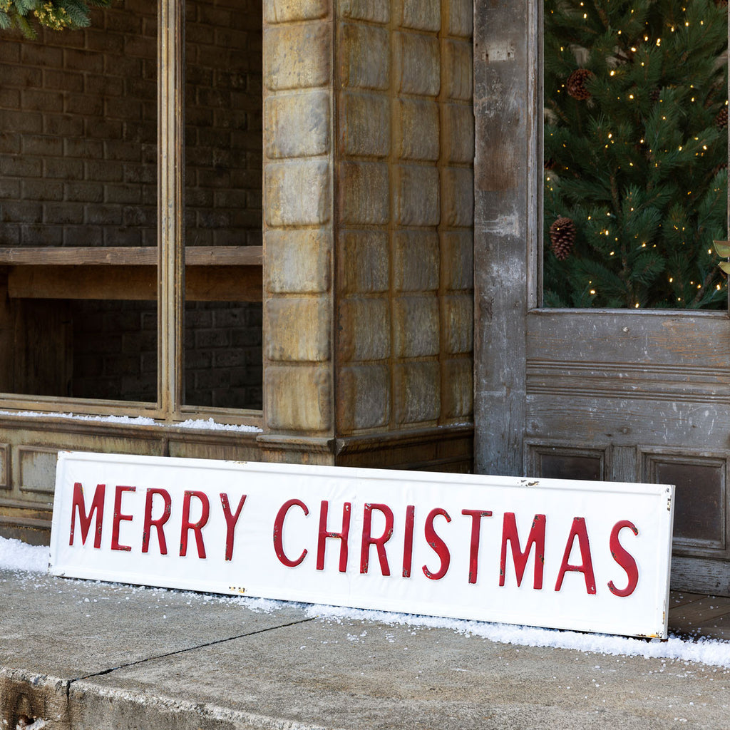 Embossed Metal Merry Christmas Sign – Modern Rustic Home