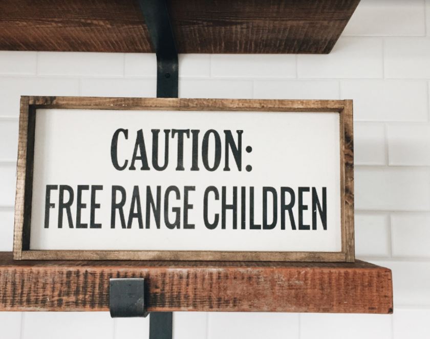 Caution Free Range Children Wood Sign – Modern Rustic Home