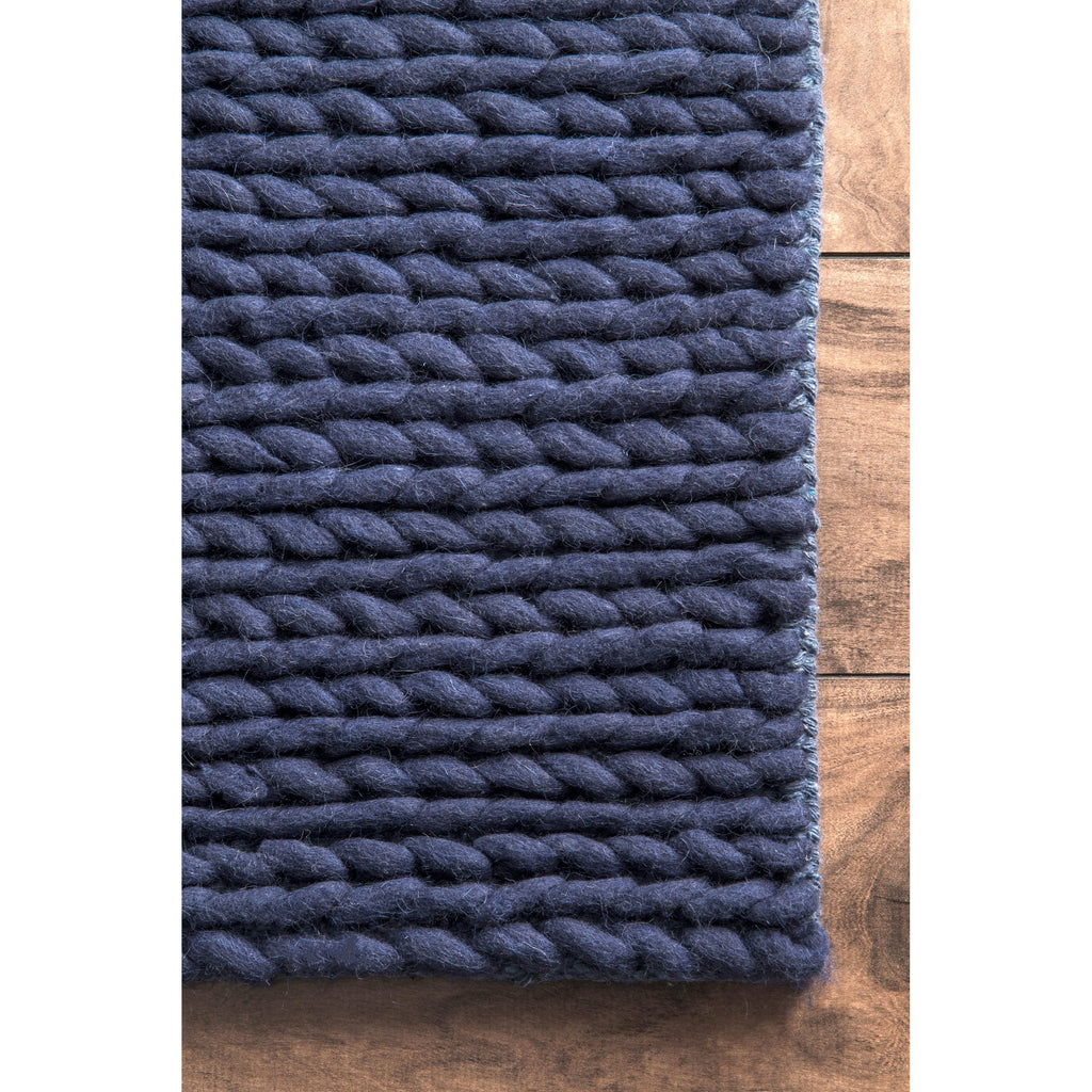 Hand Woven Chunky Woolen Cable Rug – Modern Rustic Home