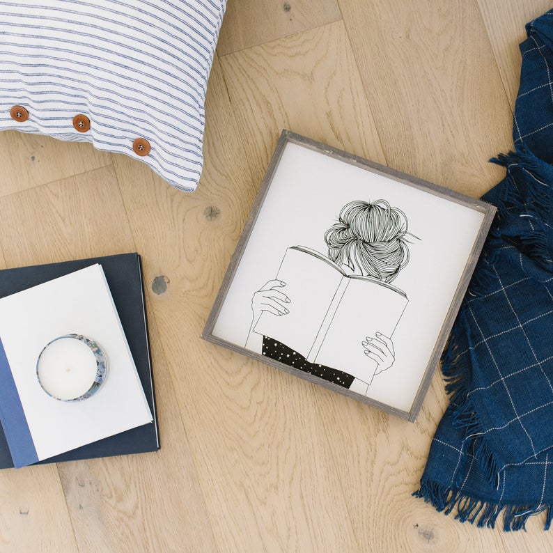 Reading Silhouette Wood Sign – Modern Rustic Home